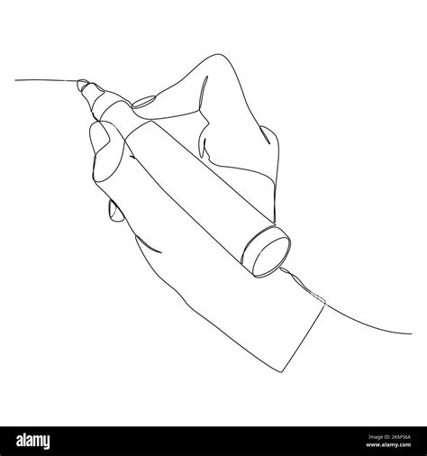 One Continuous Line Drawing Of Hand Writing With Felt Tip Pen Thin