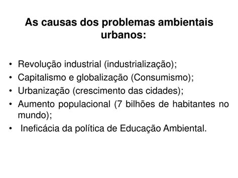 PPT Problemas Ambientais Urbanos PowerPoint Presentation Free
