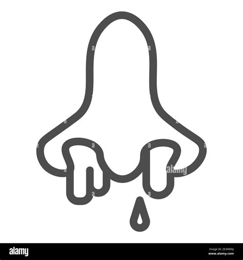 Runny Nose Line Icon Coronavirus Epidemic Concept Covid19 Symptom