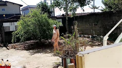 My Hairy Wife Walking Naked In The Front Yard For A Worker To See My