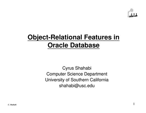 object relational features in oracle database csci 585 docsity