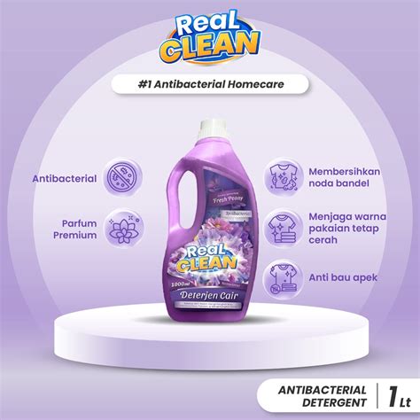 Jual Real Clean Deterjen Cair Laundry Antibacterial 1 Liter Detergen