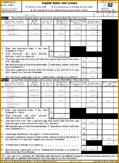 1041 Capital Loss Carryover Worksheet