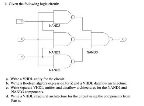 solved given the following logic circuit write a vhdl
