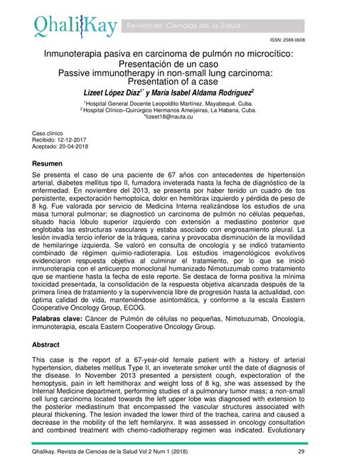 PDF Inmunoterapia pasiva en carcinoma de pulmón no microcítico