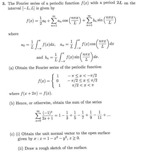solved 3 the fourier series of a periodic function f x
