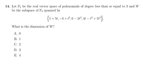 solved 14 let p3 be the real vector space of polynomials of
