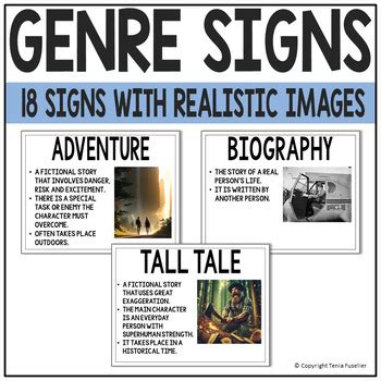 Genre Poster Set Freebie Realistic Images Upper Elementary Or Middle