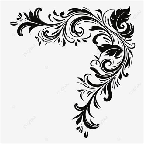 Resumen Marco Esquina Marco Negro Borde Ornamental Png PNG Borde