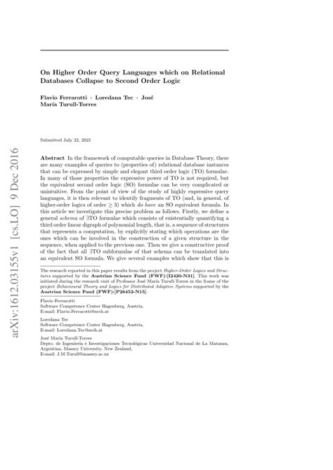 pdf on higher order query languages which on relational databases collapse to second order logic
