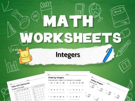 adding and subtracting integers ordering integers comparing integers teaching resources