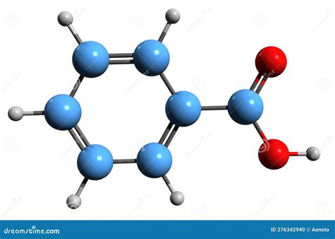 Benzoic Acid Molecule 3d Rendering Flat Molecular Structure With