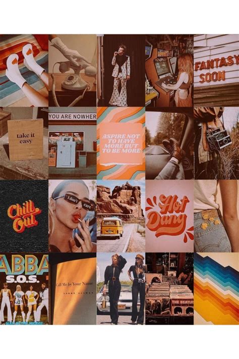 70PCS Vintage Wall Collage Kit Aesthetic Pictures 4x6 Warm Color Room