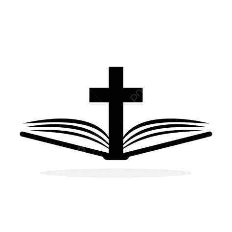 Abstract Symbol Of Religion Christian Cross On Bible In Church Logo