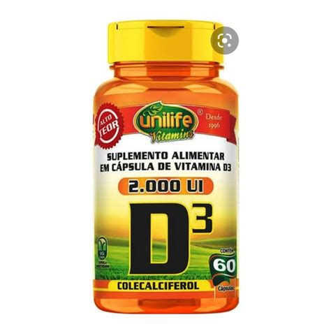 Vitamina D3 Colecalciferol 2000 Ui 60 Capsulas Unilife