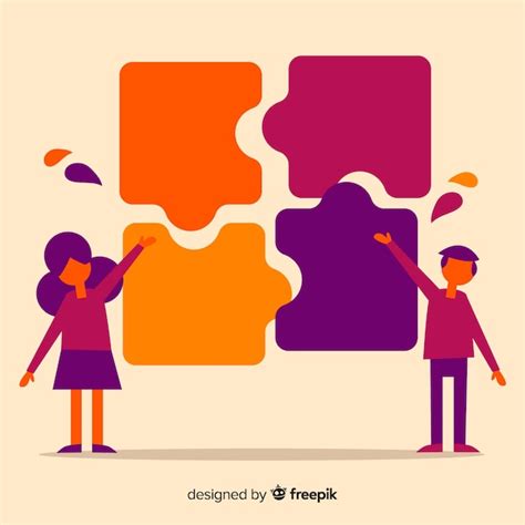 Premium Vector People Connecting Puzzle Pieces Colorful Background