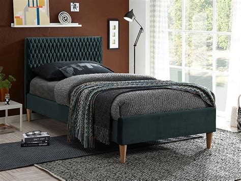 Łóżko tapicerowane AZURRO VELVET 90x200 zielone welurowe pikowane MIRAT