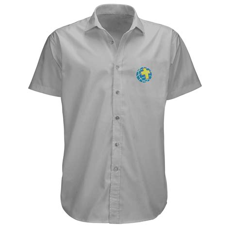Camisa Social Masculina Cinza Manga Curta Loja Oficial Cursilho Brasil