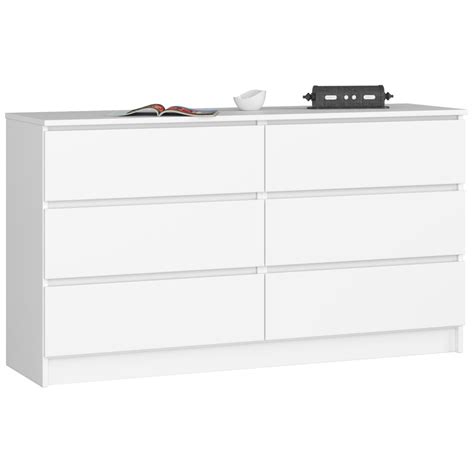 Commode AKORD K140 Blanche Spacieuse et Élégante 138 cm