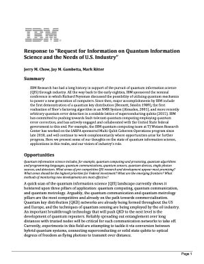 Fillable Online Response To Request For Information On Quantum