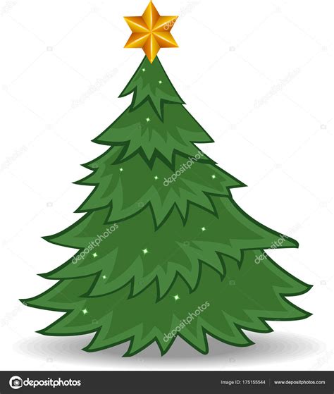 Sapin Noël Dessin Animé Avec Étoile Image vectorielle sajikinanwar