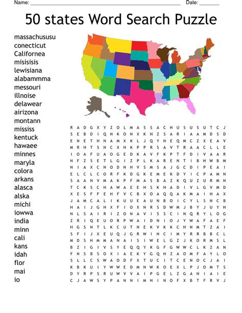 Printable Word Searches States