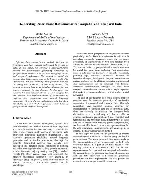 pdf generating descriptions that summarize geospatial and temporal data