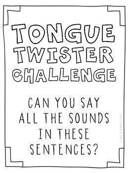 Tongue Twister Challenge Tongue Twisters Speech Therapy Speech