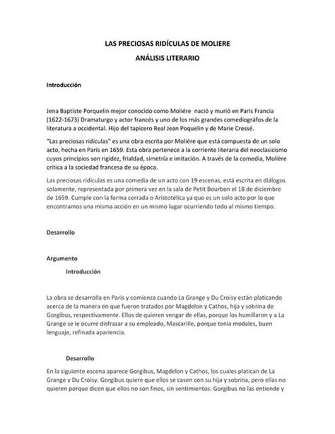 Las Preciosas Ridículas de Moliere Jessy González uDocz