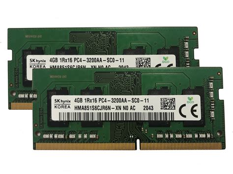 SK Hynix 8GB KIT 2 X 4GB DDR4 3200MHz PC4 25600 1 2V 1R X 16 SODIMM