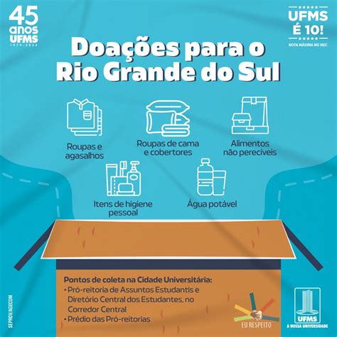 Arrecadação de doações para a campanha SOS Rio Grande do Sul na UFMS