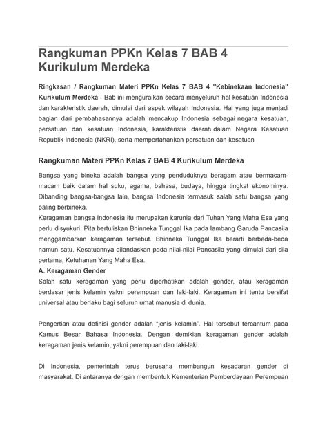 Rangkuman Ppkn Kelas Bab Kurikulum Merdeka Rangkuman Ppkn Kelas