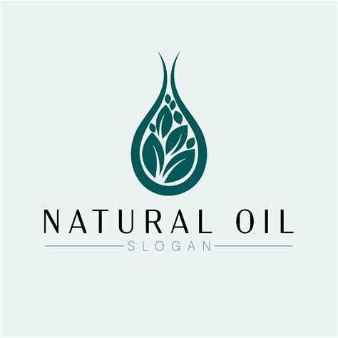 Natural Oil Logo Design Drop With Leaves Inside It Vector Logotype