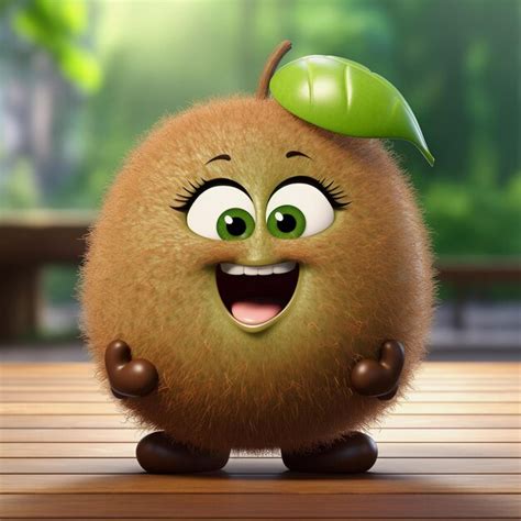 Personagem De Desenho Animado Feliz De Kiwi Fofo Foto Premium