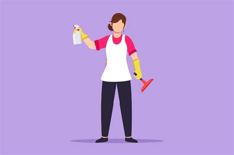 Premium Vector Character Flat Drawing Of Woman Cleaning Tidying Home