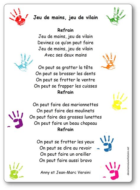Chanson à gestes Jeu de mains jeu de vilain d Anny et Jean Marc Versini