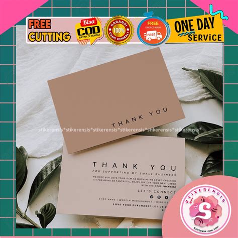 Jual TKC 4 10 Thank You Card Custom Thanks Card Olshop Kartu Ucapan