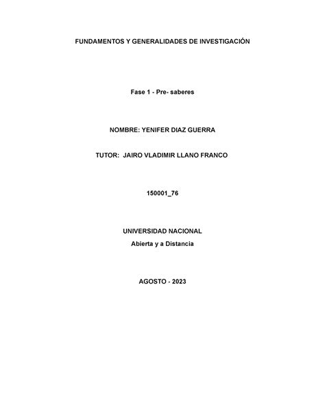 Fundamentos Y Generalidades DE Investigación FUNDAMENTOS Y