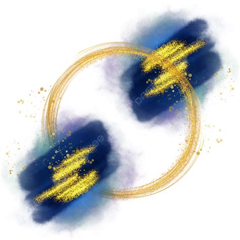 Pintura Elegante Azul Círculo Dorado Brillante PNG Reluciente Dorado