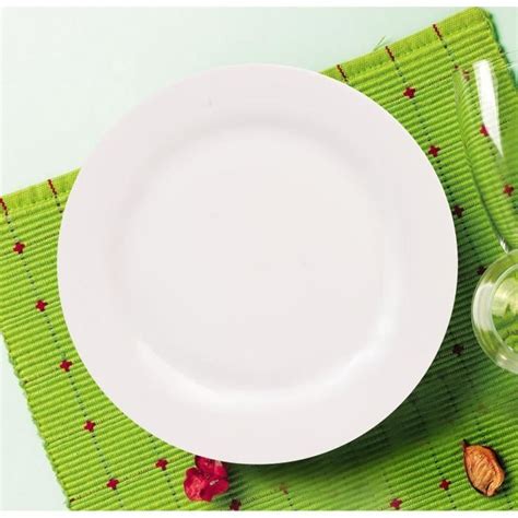 Lot De 12 Assiettes Plates Porcelaine Blanche Cdiscount Maison