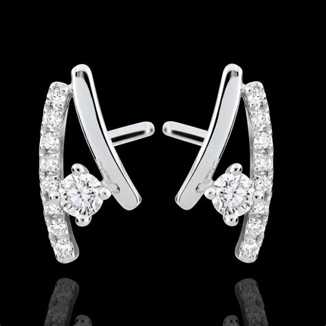 Boucles D Oreilles Diamants Erina Or Blanc 18 Carats Bijoux Edenly