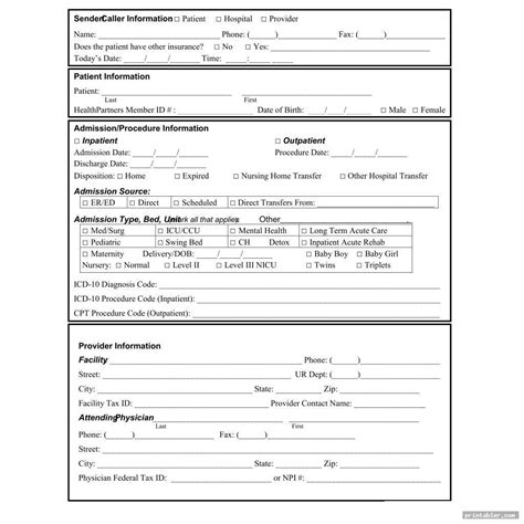 Printable Fillable Real Hospital Discharge Papers