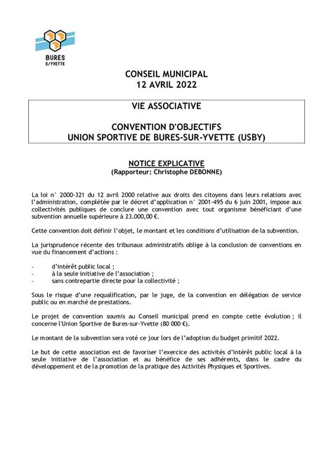 Calaméo 17 NOTICE PROJETDELIB Convention D objectif USBY 2022