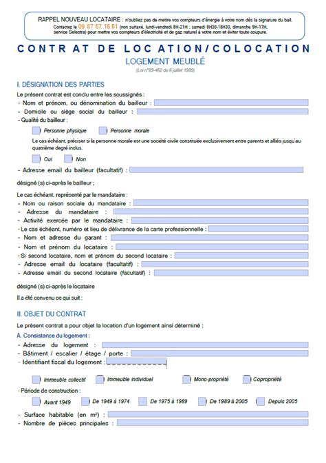 Contrat de location meublée Baildelocation