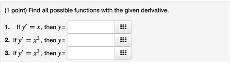 solved 1 point find all possible functions with the given