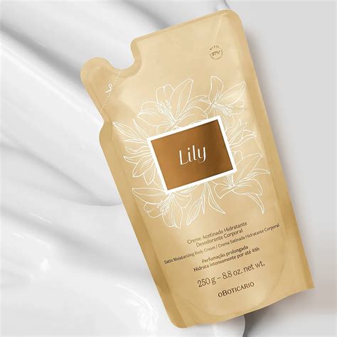 Refil Creme Acetinado Hidratante Desodorante Corporal Lily 250g O
