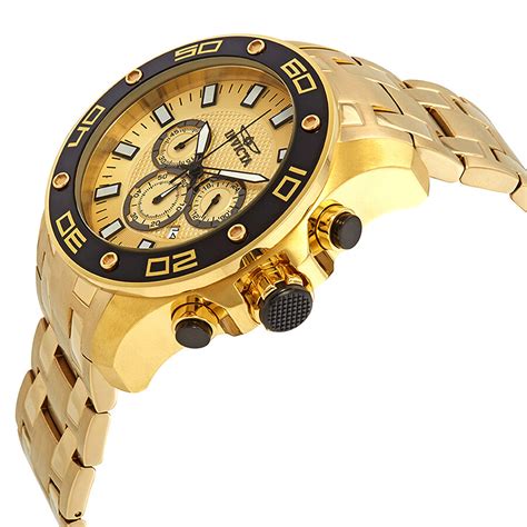 Invicta Pro Diver Chronograph Gold Dial Men S Watch 26079 Pro Diver