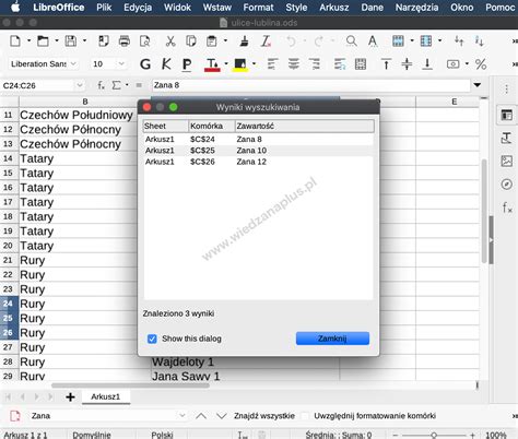 Wyszukiwanie Tekstu W LibreOffice Calc Wiedza Na Plus
