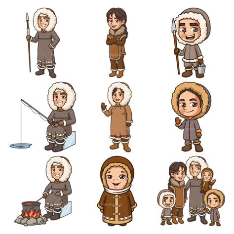 Inuit Eskimos Clipart Vector Collection FriendlyStock