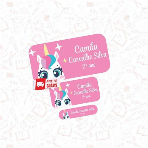 Etiquetas Escolares Unicornio Puket 110un Elo7